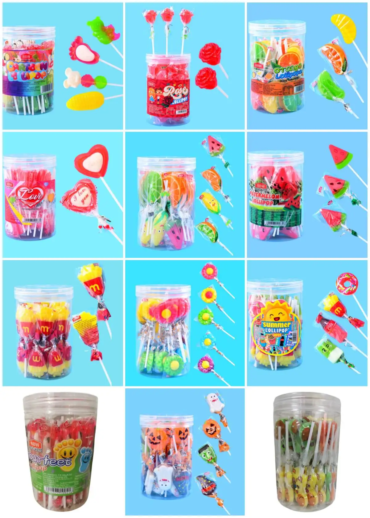 Halloween Lollipop Different Shapes Sweet Fruit Flavor Hard Lollipops ...