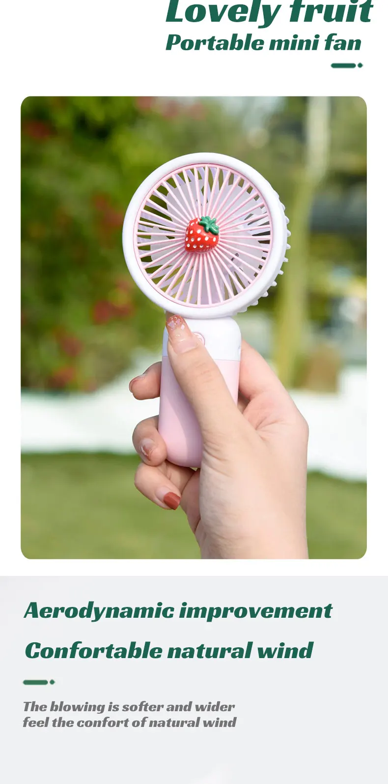 2022 Cute Ventilador Mini Fruit Abs Low Noise Usb Rechargeable Handheld ...