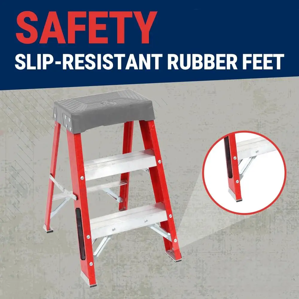 Industrial 2-Foot Fiberglass Step Stool Ladder 300-Pound Load Capacity ...