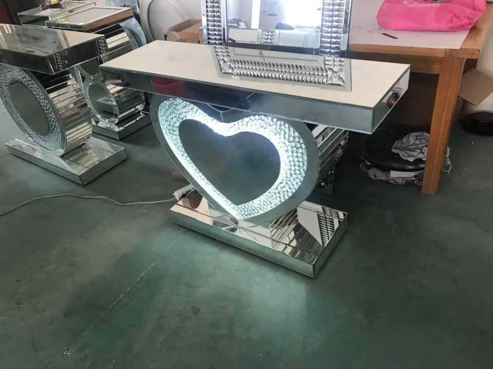 2022 New Modern Led Mirrored Console Tables With Wall Mirror Crystal ...