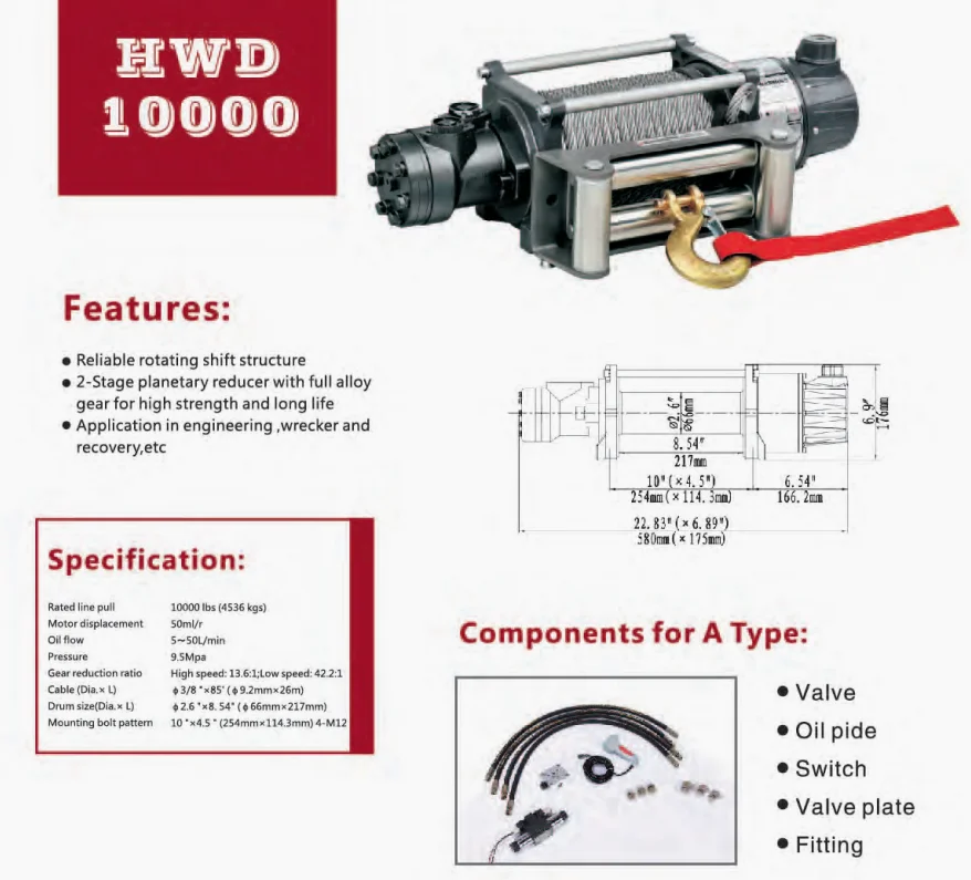 Electric Hydraulic Winches 3ton To 50 Ton Continuous Duty Steel High ...
