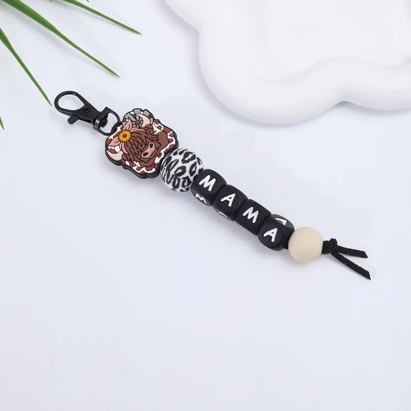 2026 Silicone Beaded Keychain Personalized Custom Logo Name Tags Mama ...