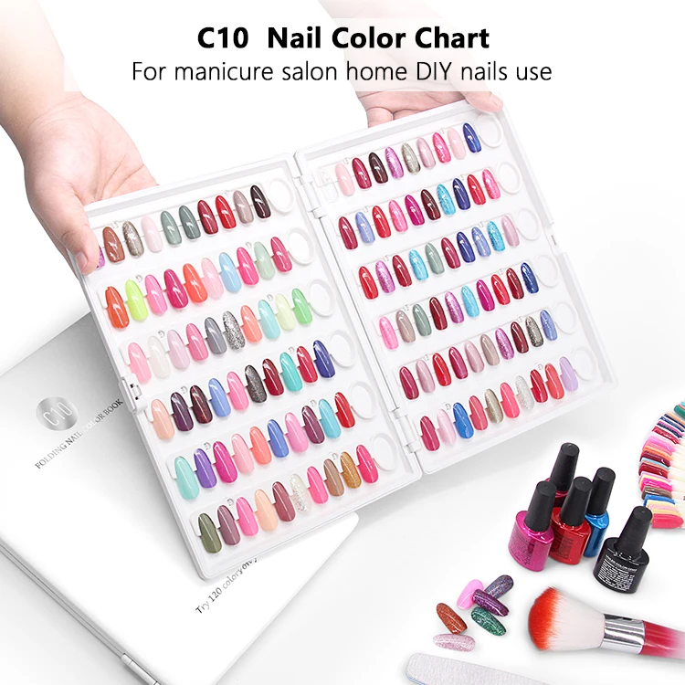 C10 120 Colors Nail Color Chart Display Book With Detachable Nail Art ...