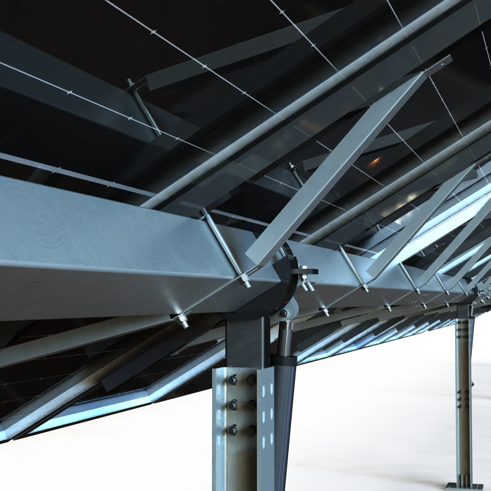 Single Axis Solar Tracker with Damper for Big Wind Resistance