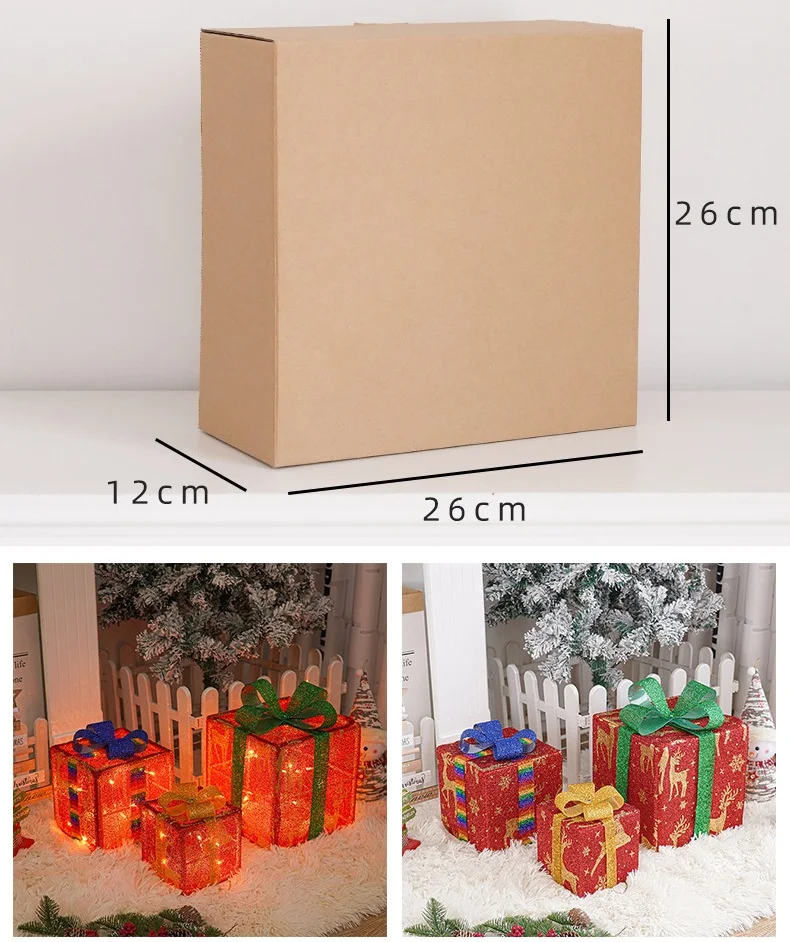 Set of 3 Lighted Gift Boxes Christmas Decorations Motif Light Led ...