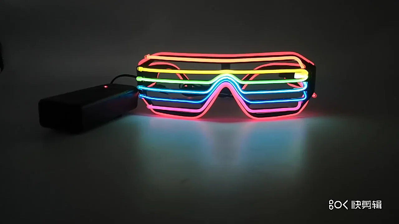 Glow Shutter Neon Rave Flashing Glasses El Wire Led Sunglasses Light Up ...