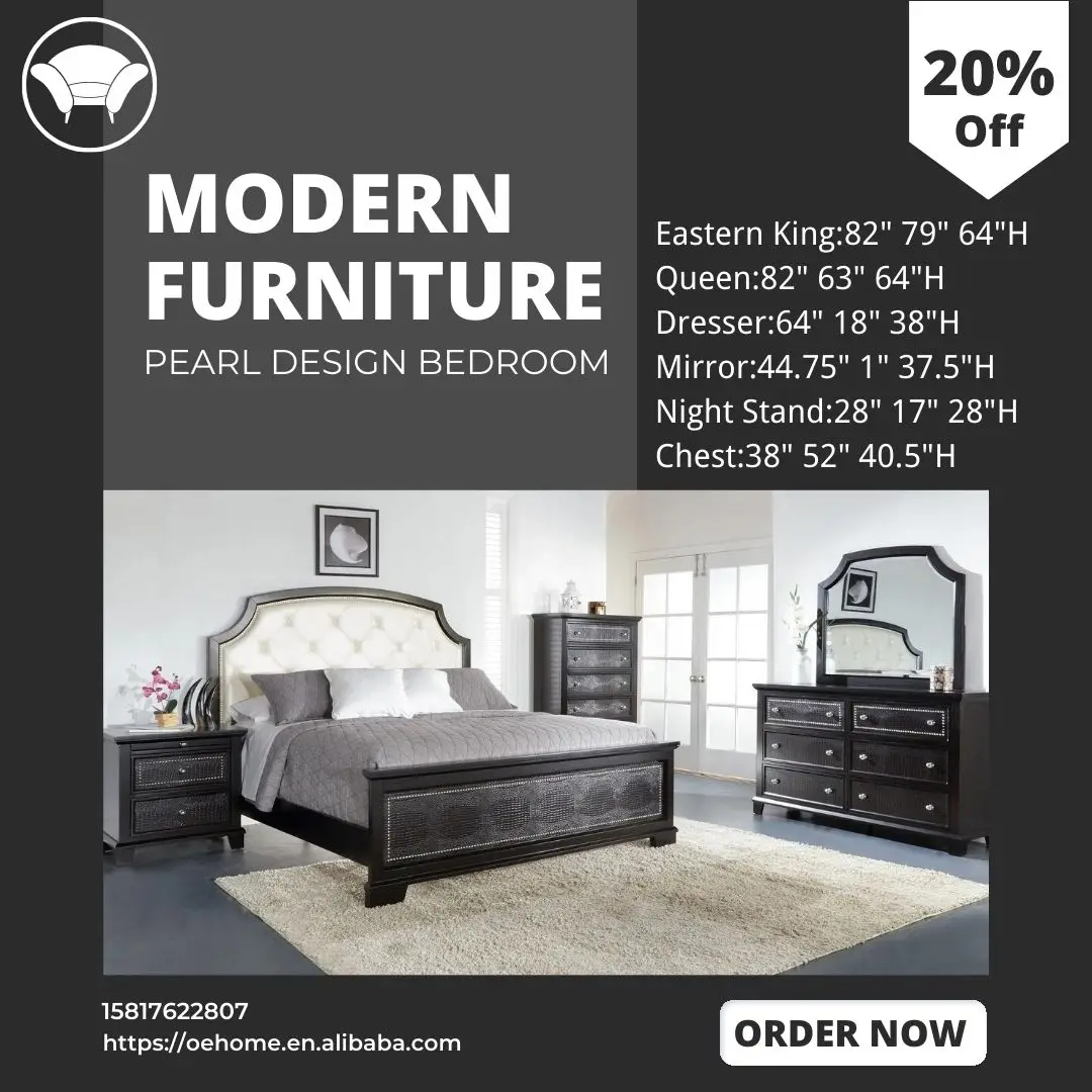 Crushed Diamond Bedroom Set - Stylish & Comfortable