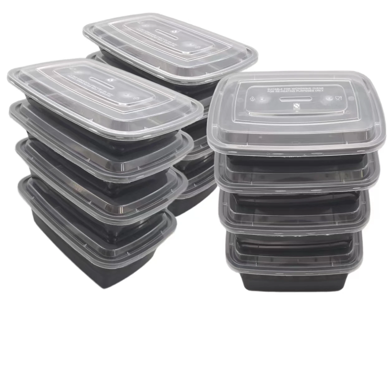 Black Rectangular Plastic Material Food Packing Box Disposable pp Food ...