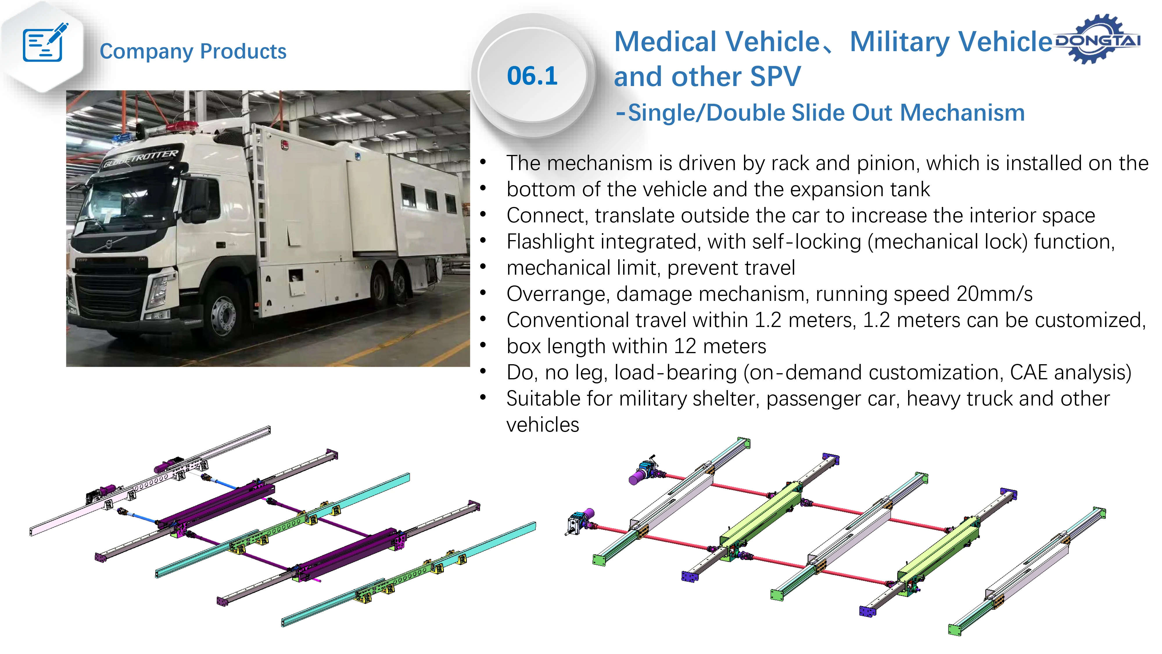 Customized Large Slide Out Systems for Medical & Military Vehicles
