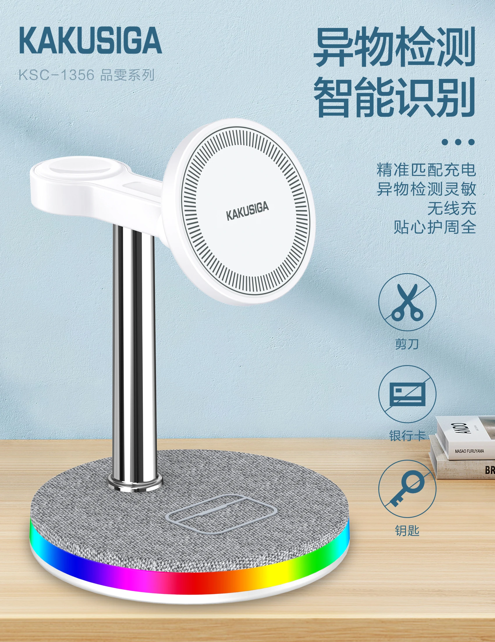 KAKUSIGA 15W Fast Pd Wireless Charger Stand 3-in-1 Desktop Magnetic ...