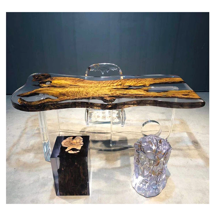 New Arrival Cedar Burl Wood Hotel Art Design Blue Resin Epoxy Table Top ...