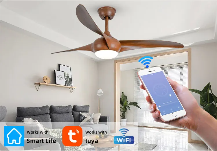 Smart Tuya 5 Speed Ceiling Fan Wifi Dc 26W Intertek Mounted Ceiling Fan ...