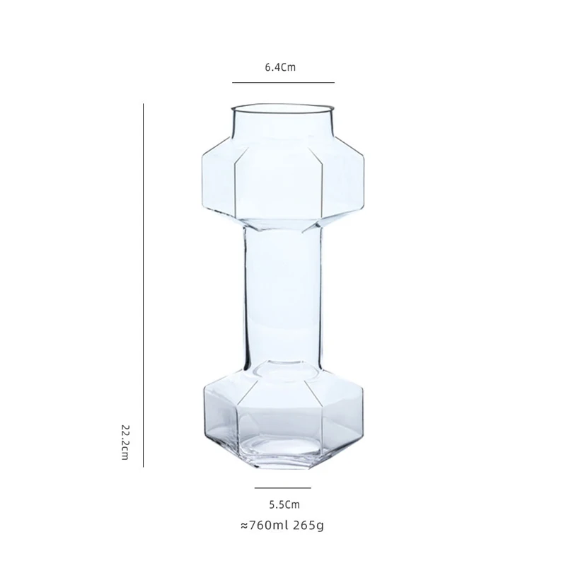 Luxury Mouth Blown Transparent Lead Free Dumbbell Beer Glass