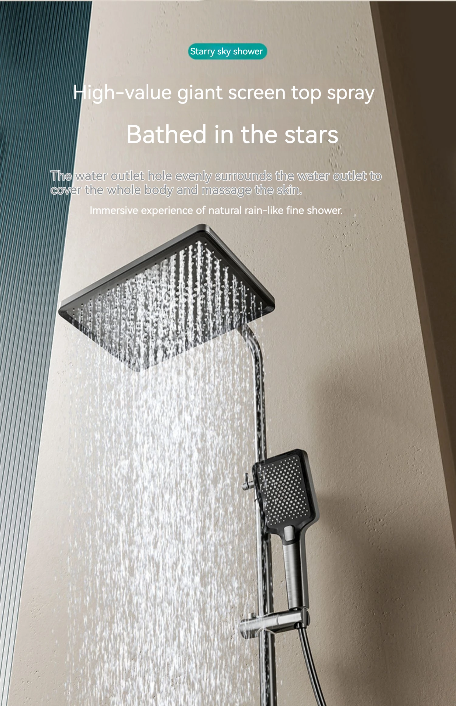 Adjustable Square Thermostatic Bathroom LED Digital System