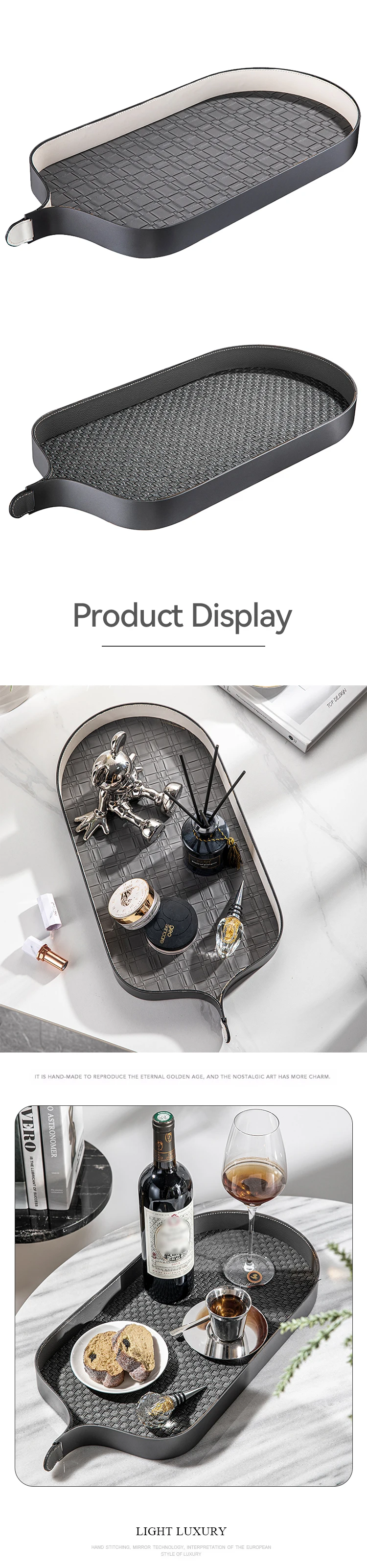 Hotel Serving Tray Customised Light Luxury Black 304 Stainless Steel ...