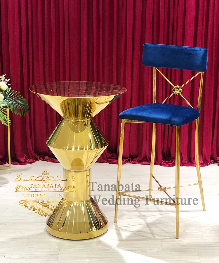 Blue Velvet Seat Stainless Steel Leg Rococo Style Nordic Luxury Bar ...