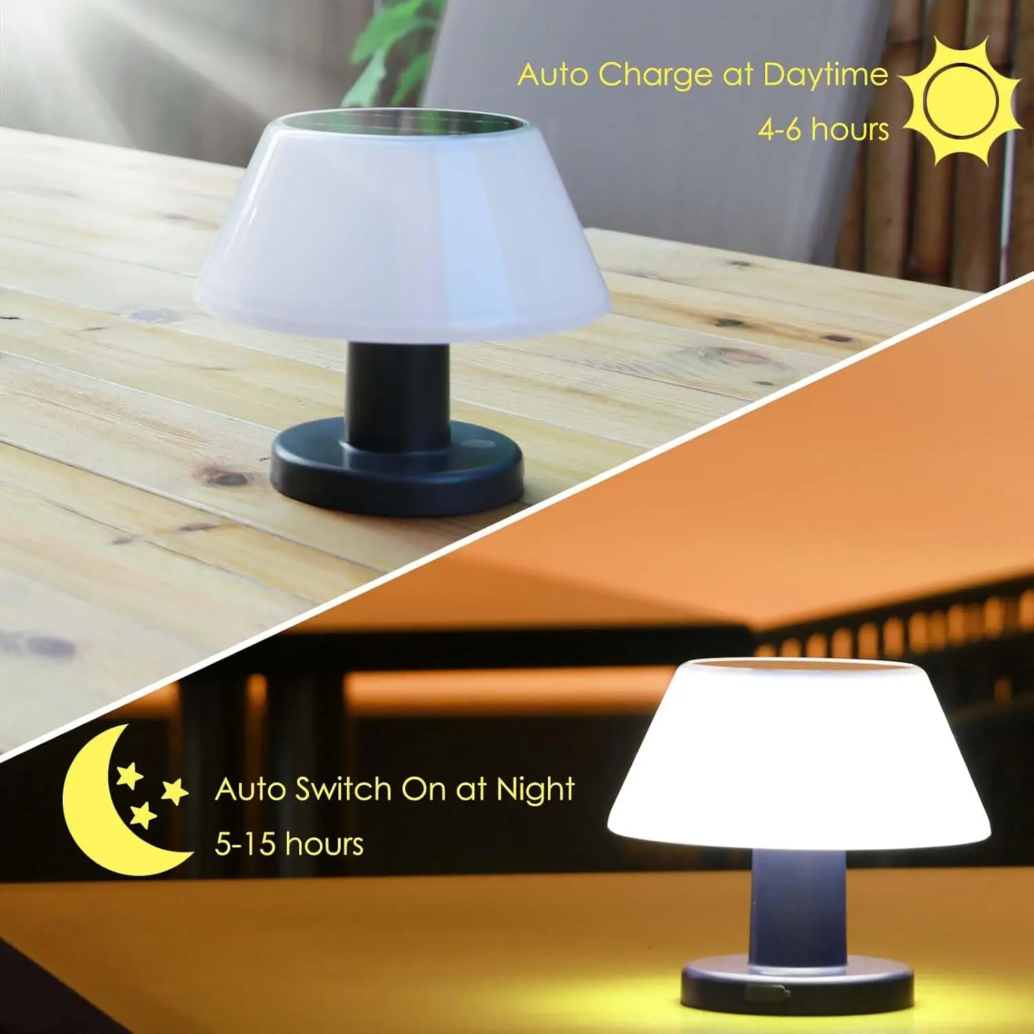 Led Solar Table Lamp With Solar Panel Usb Rechargeable Indoor Desk Bar ...