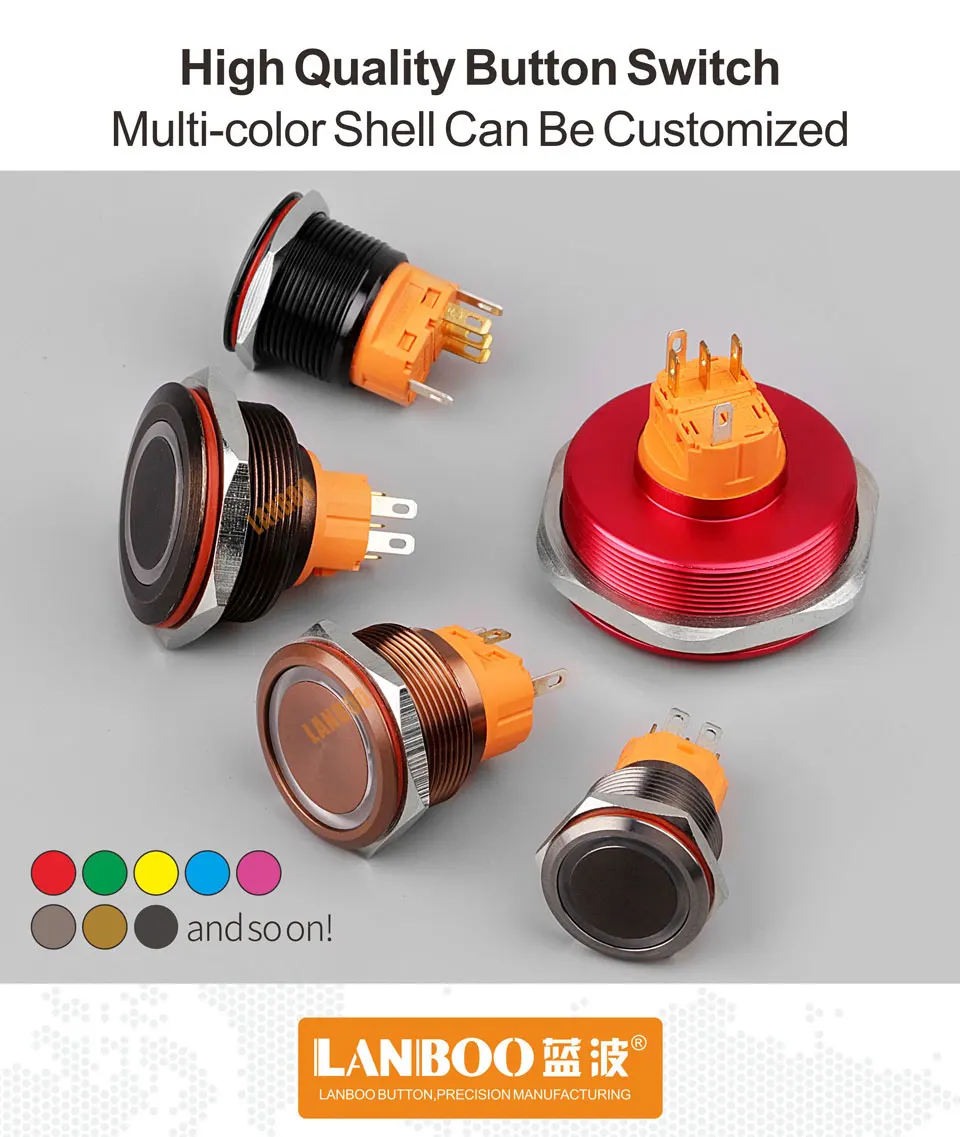 LANBOO Customized Logo Metal Push Button Switch Light