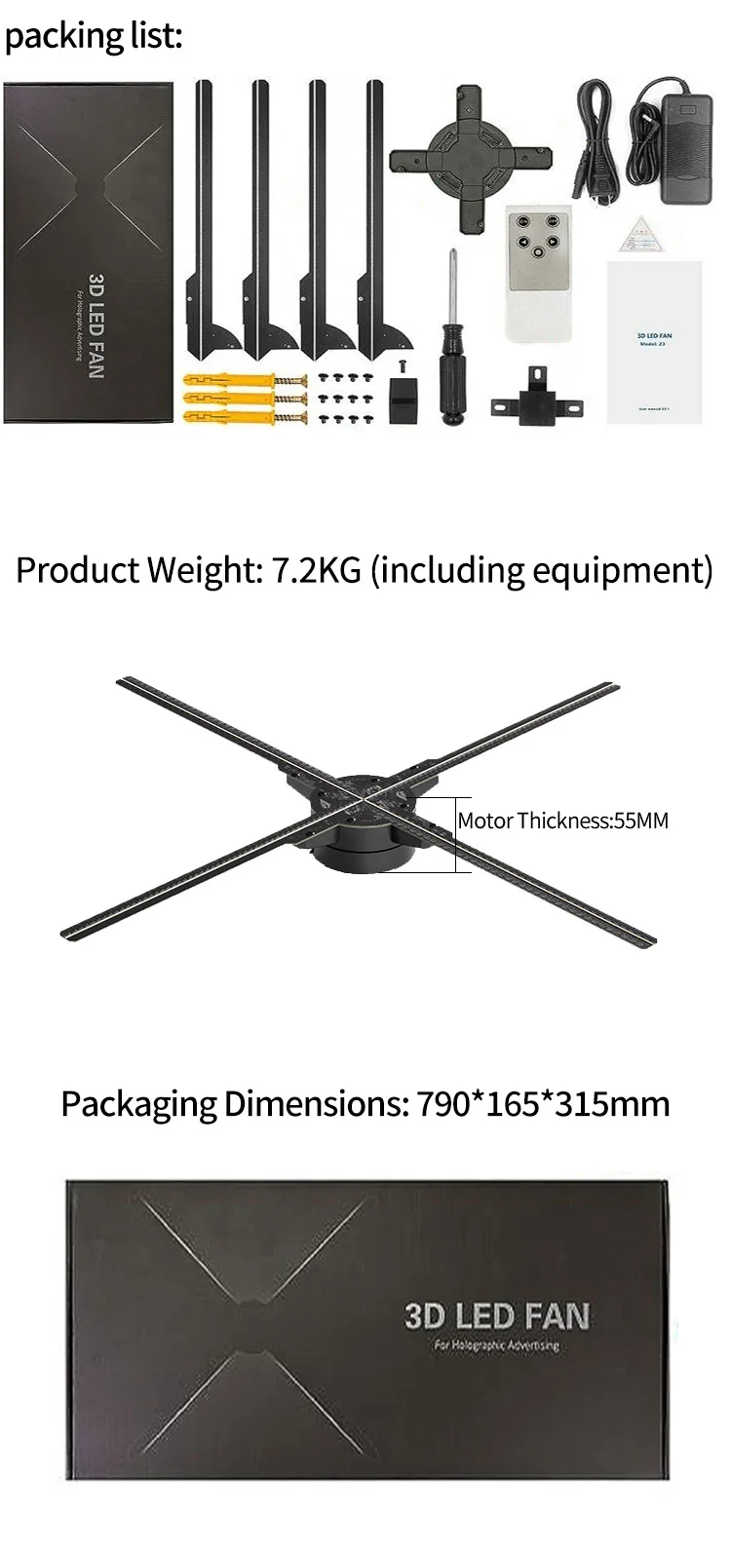 100cm Hdmi 3d Hologram Fan Projector Cloud Mall Control High Resolution ...