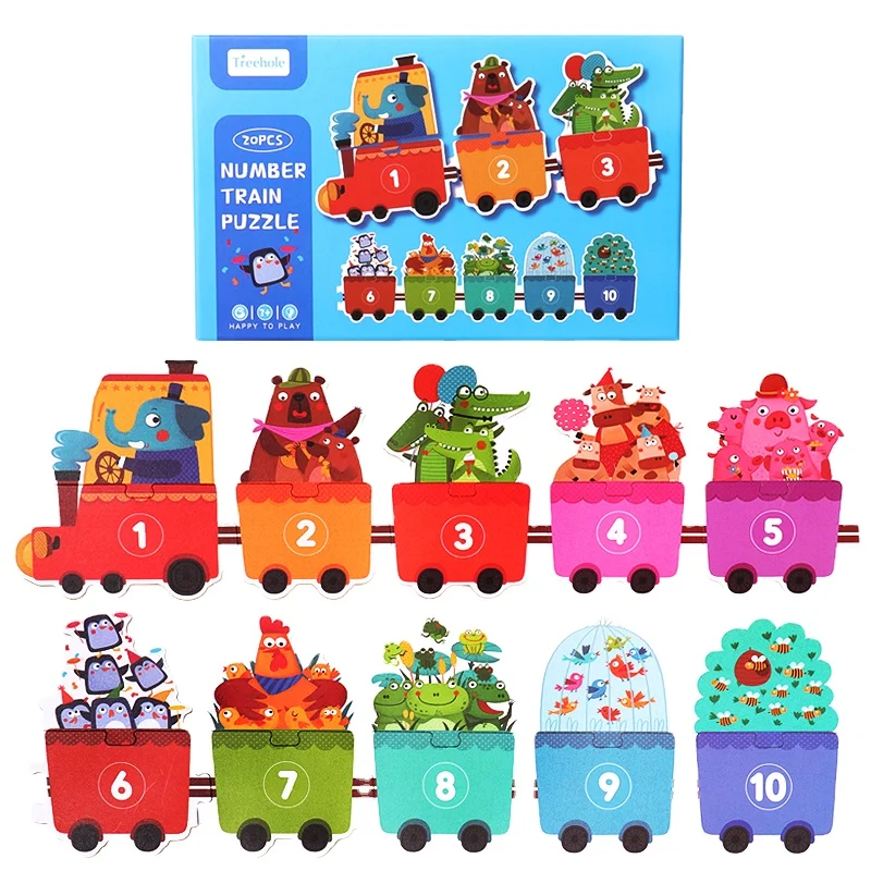 Customized Wooden Number Train Block Puzzle Kindergarten Early ...