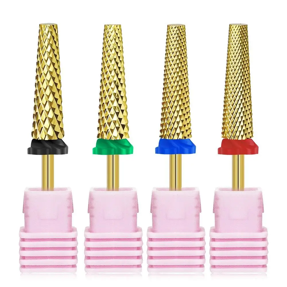 Custom Logo Gold Steel Super Long Tapered Nail Drill Bits Extra Long ...