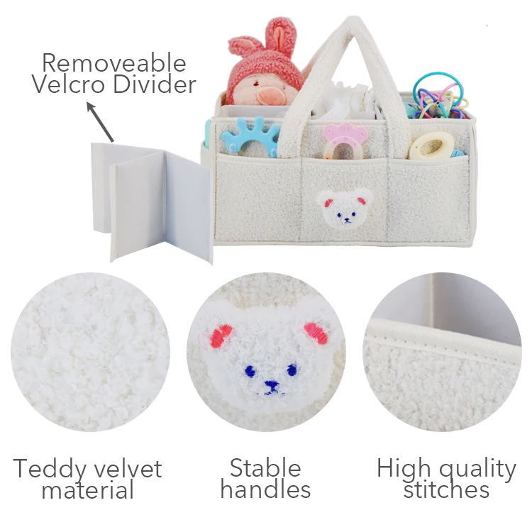 Customized Teddy Velvet Baby Diaper Caddy Organizer - Extra Large Nappy ...