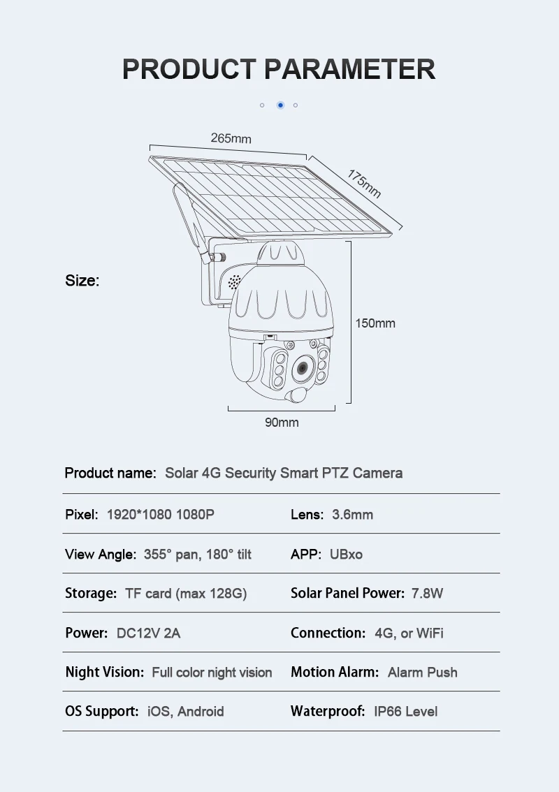 Ubox Solar Outdoor Cctv Ip Security Bluetooth Camera 3mp Hd Wifi ...