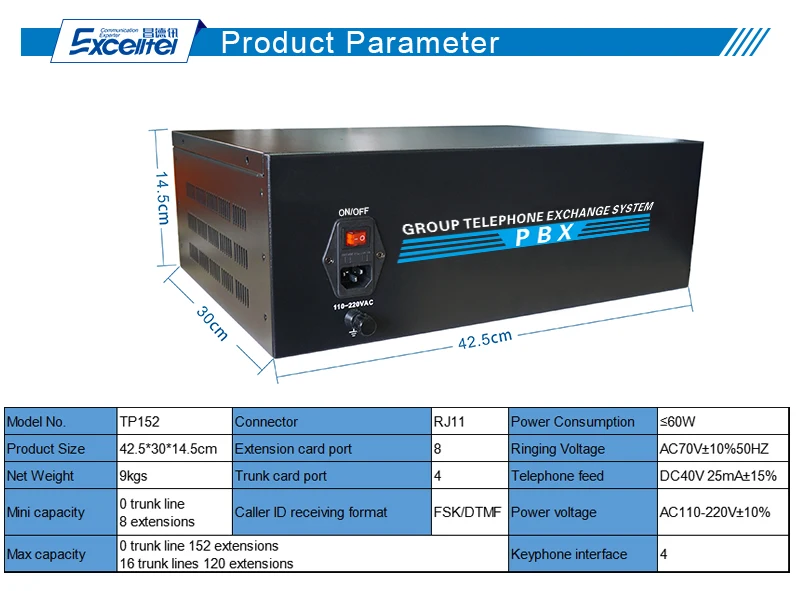 Excelltel PBX PABX System - Versatile for Hotels & Offices