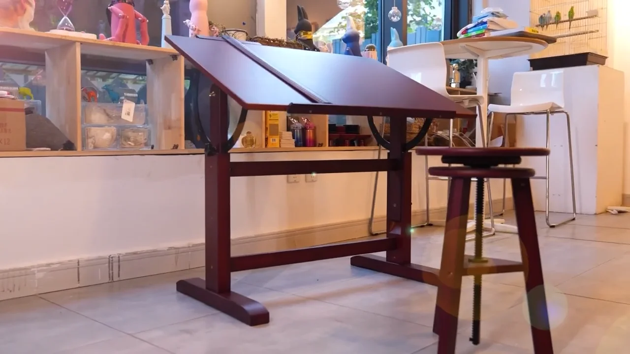 Meeden Wooden Height Adjustable Desk Drafting Drawing Table For ...