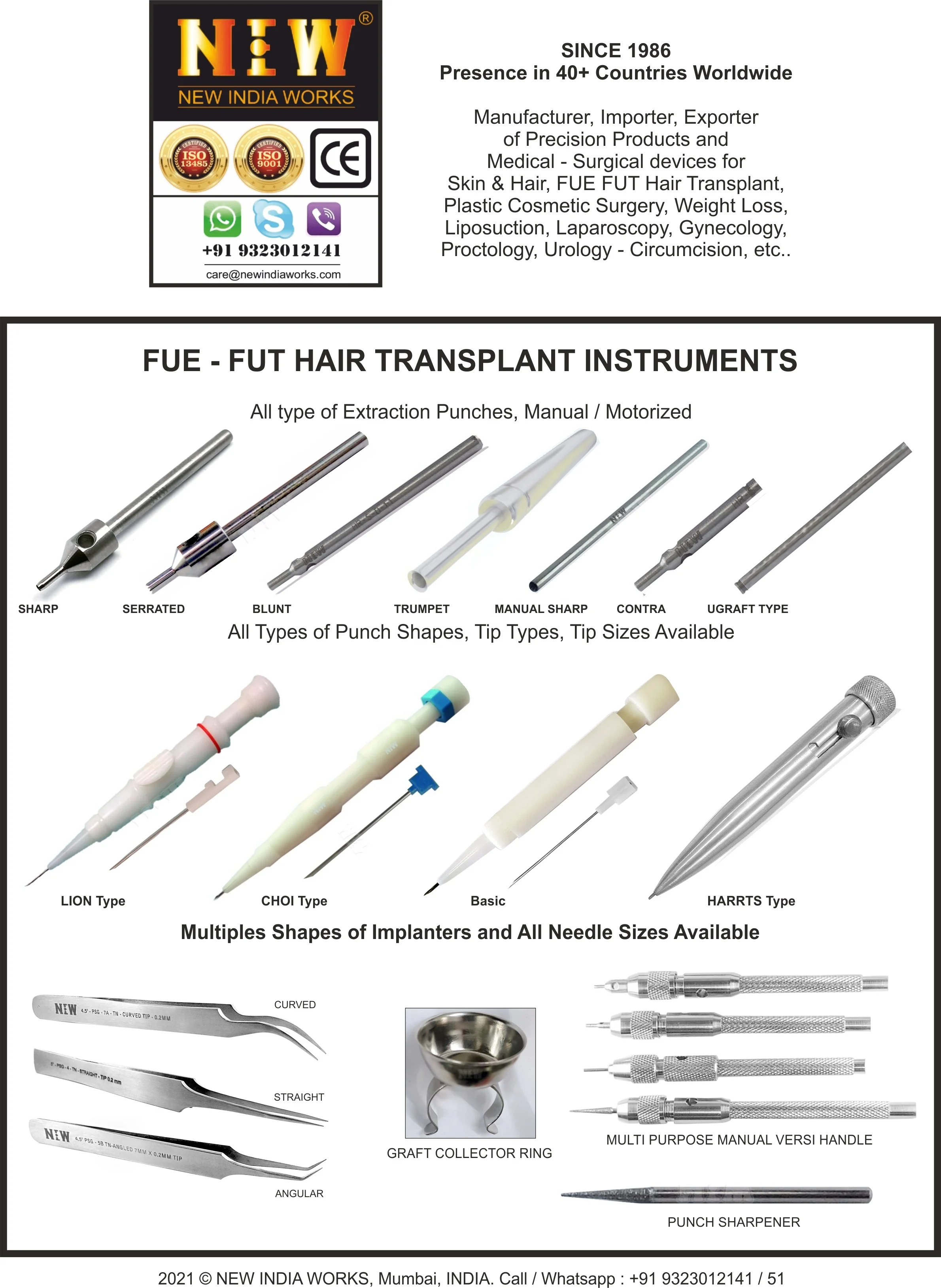 Hair Transplant Fue Machine Fue Kit 120 Instrument Punch Implanter ...