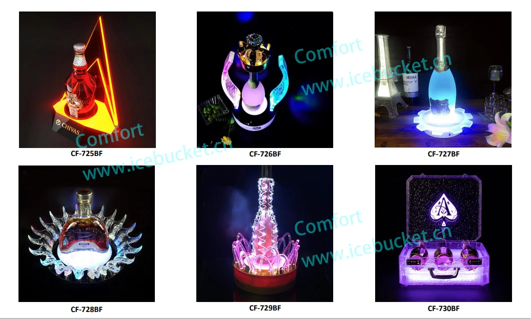 Rechargeable Plastic Acrylic Night Club Bar Lighted Liquor Beer Wine Whiskey Bottle Holder Stand ...