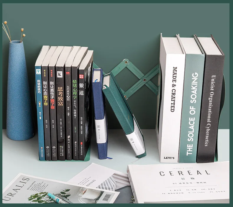 WEN LV Creative Metal Retractable Bookends for Student Storage