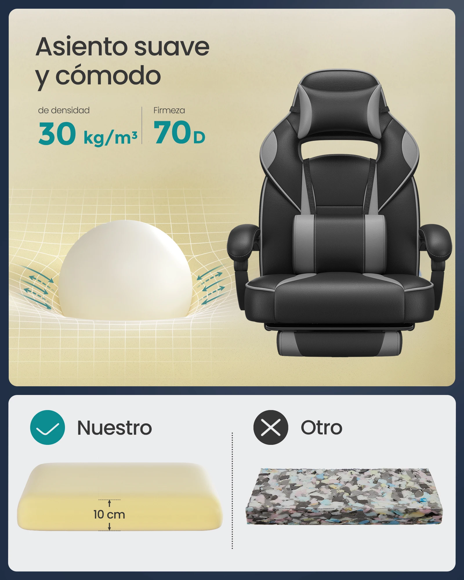 SONGMICS Ergonomic Office Chair - Premium PU Leather