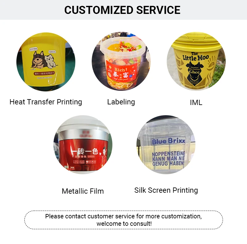 UMETASS 300ml~5 Liter IML Customized Food Grade Plastic Buckets