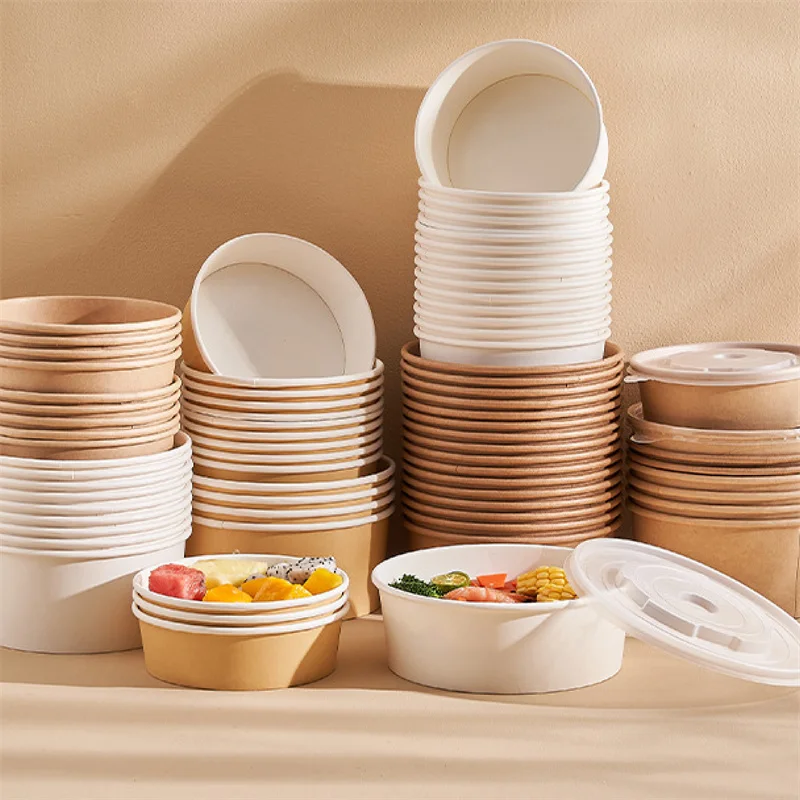 Disposable Round Paper Soup Bowl Paper Cups Food Container ...