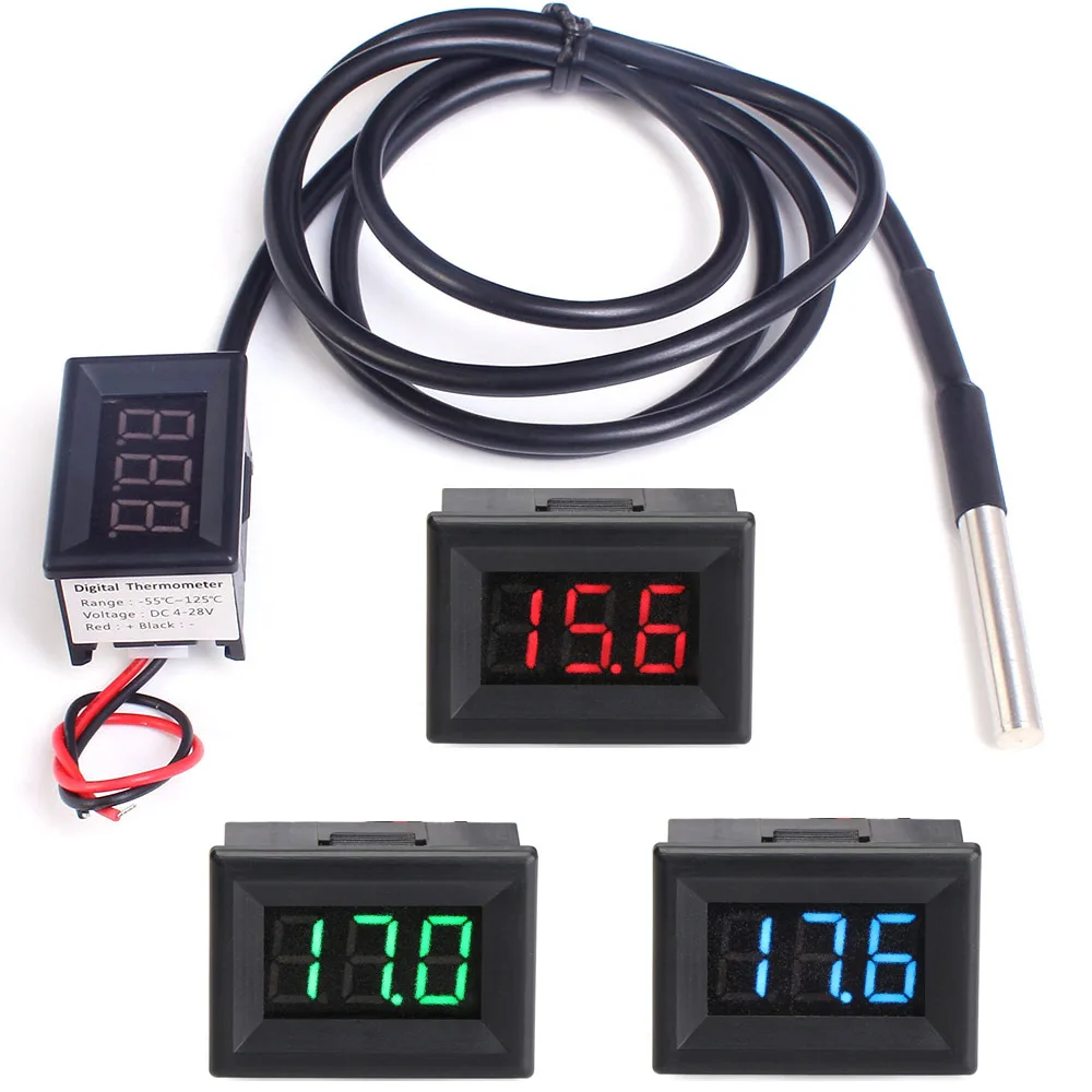 Digital Temperature Display Meter Thermometer Dc 4-28v 9v 12v 24v Pool ...