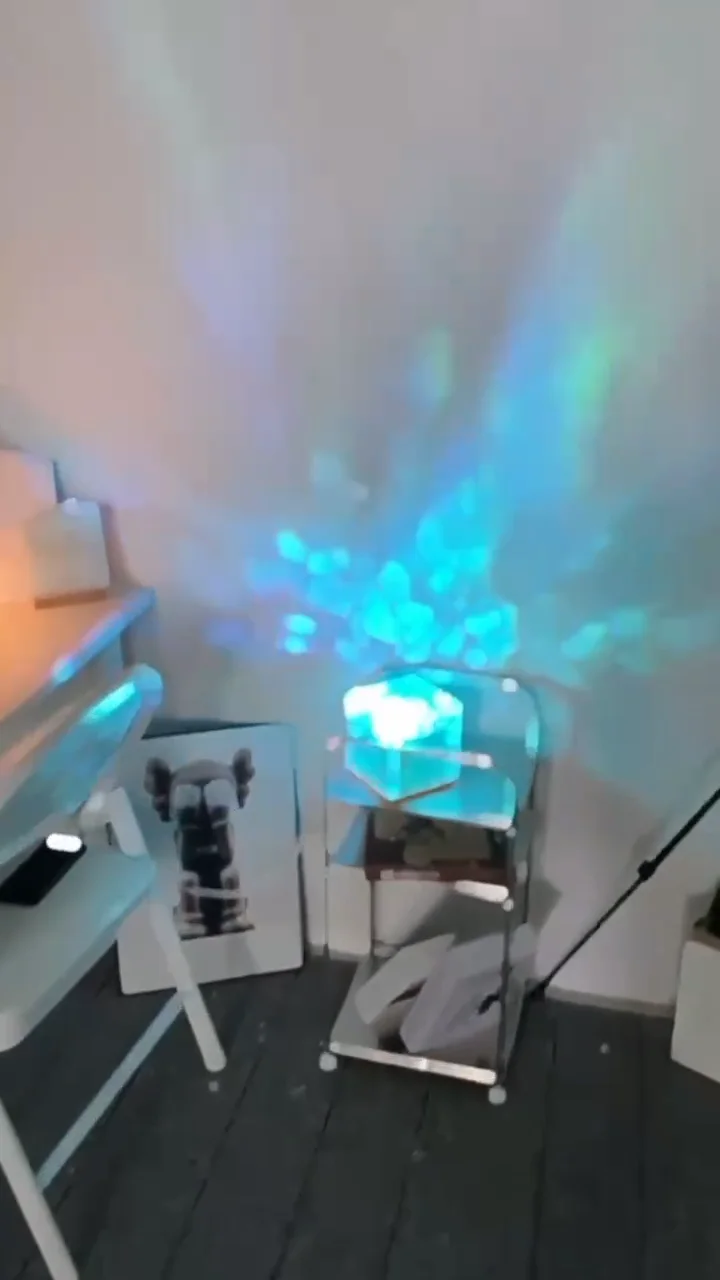 Dynamic Water Ripple Cube Desk Lamp 16 Colors Rgb Night Light Remote ...