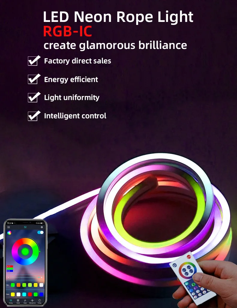 Silicone Neon Flexible Strip - RGBIC Smart Wifi LED Lights