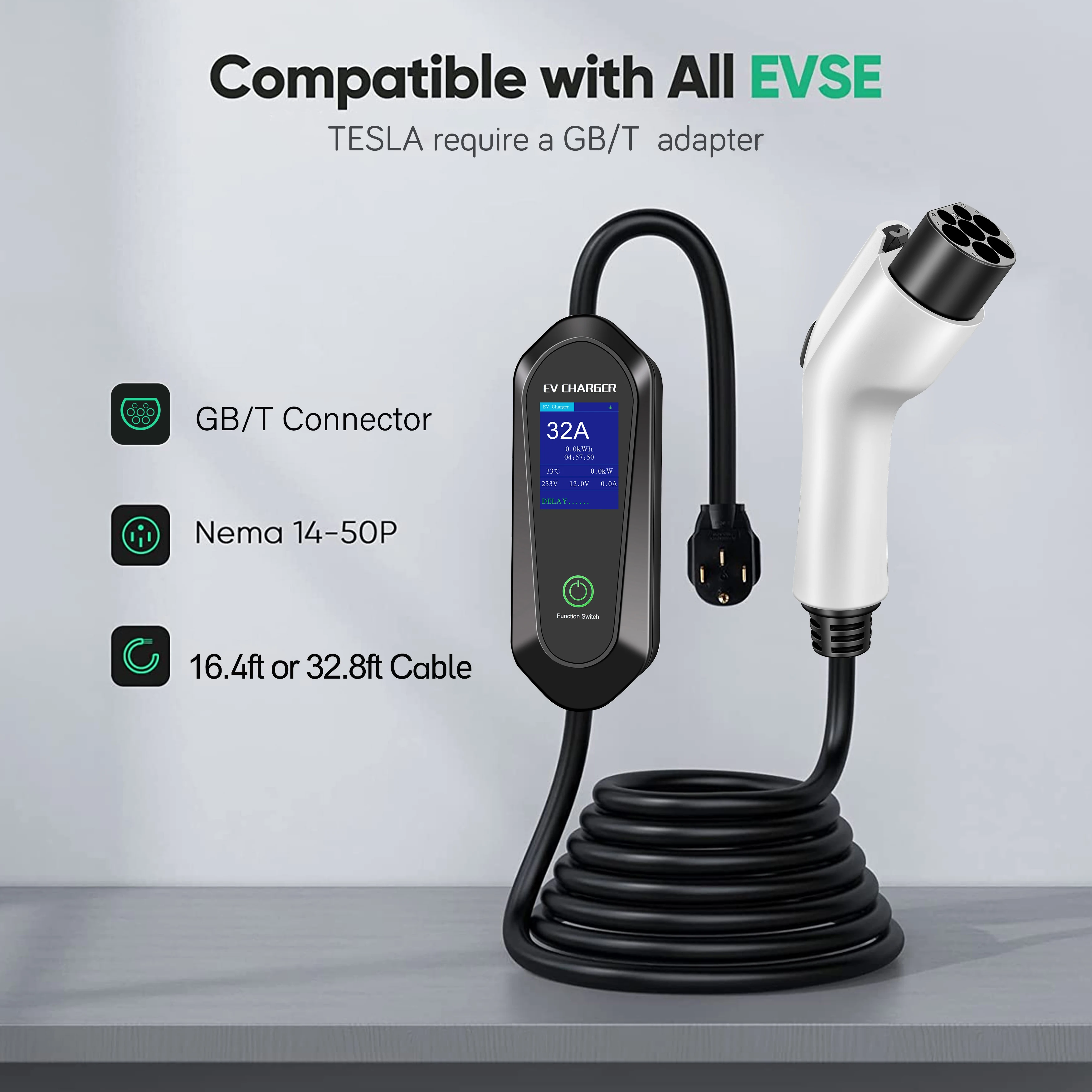 GB/T 3.5KW Portable EV Charger - Adjustable & Certified