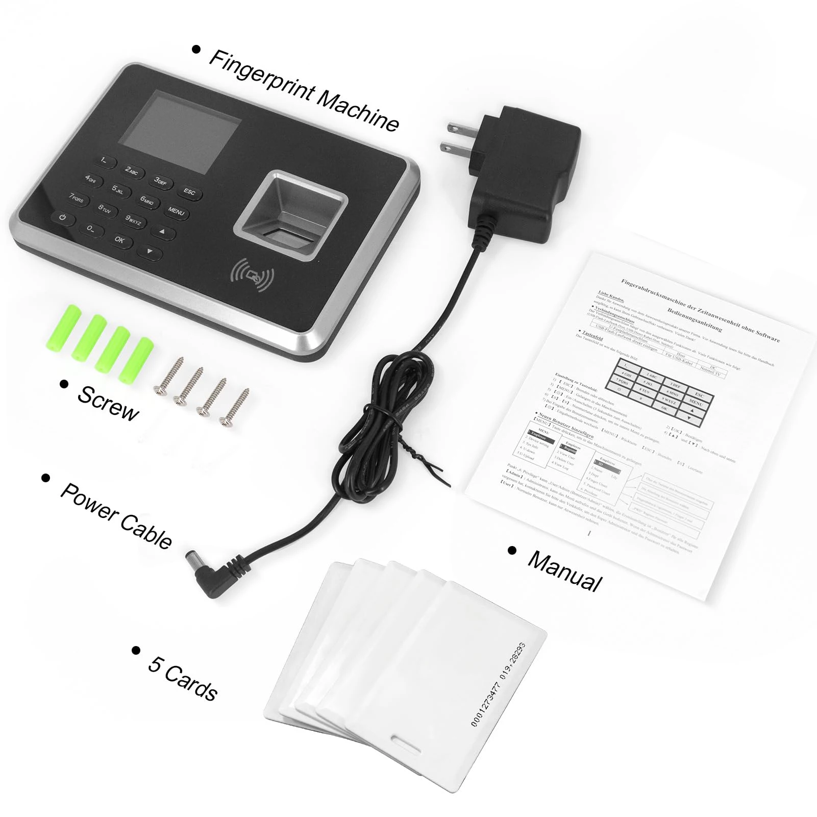 A2 Punch Fingerprint & ID Card Time Clock Tracker for Smbs