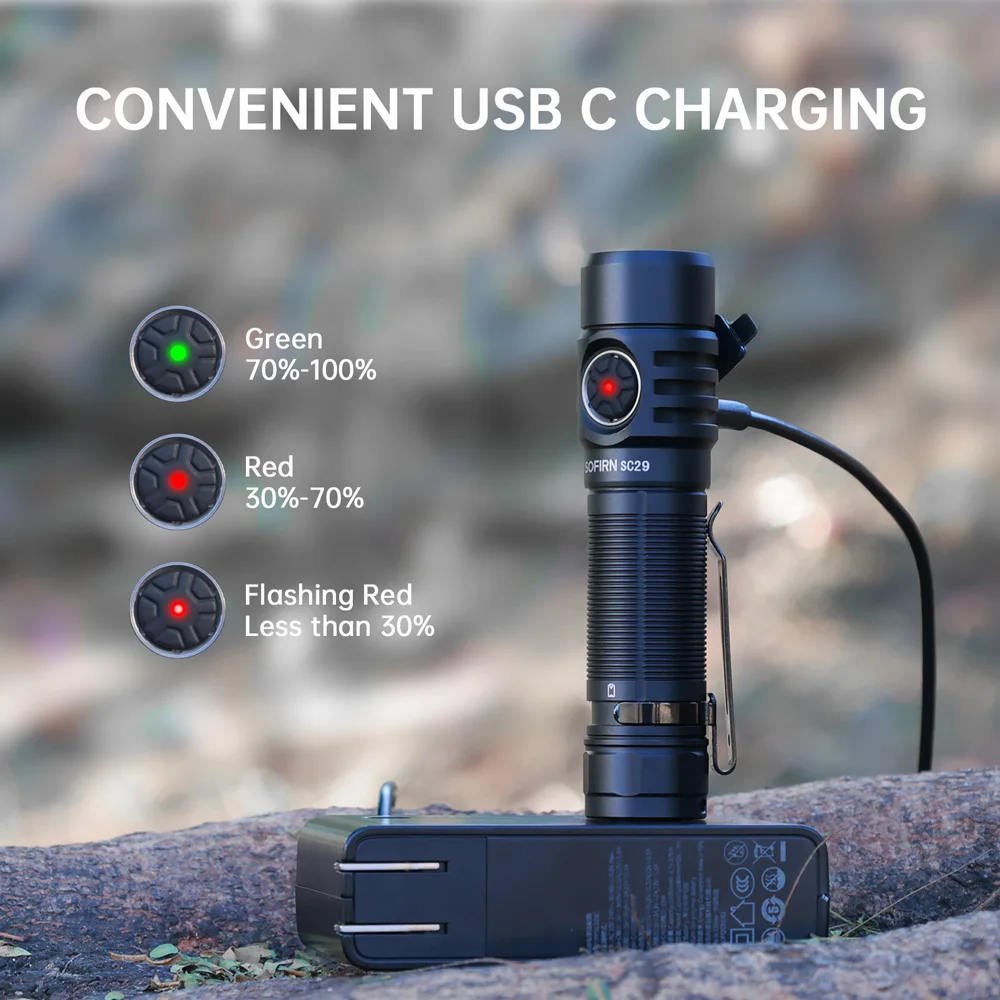 Sofirn 3000lm Xhp50b Led Type-c Rechargeable Flashlight Powerful 21700 ...