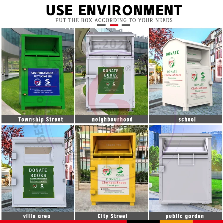 Eco-Friendly Standing Metal Clothes Donation Bin OEM