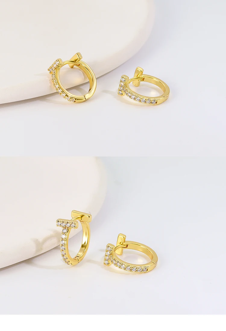Wholesale Designer Famous Brands 18k Gold Plated Letter H Diamond Cubic ...