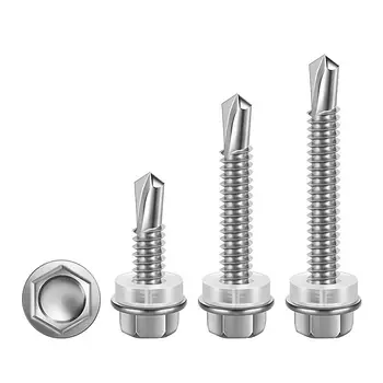 Outer Hexagonal Drilling Tail Self Tapping Screw 410 With Gasket Self ...