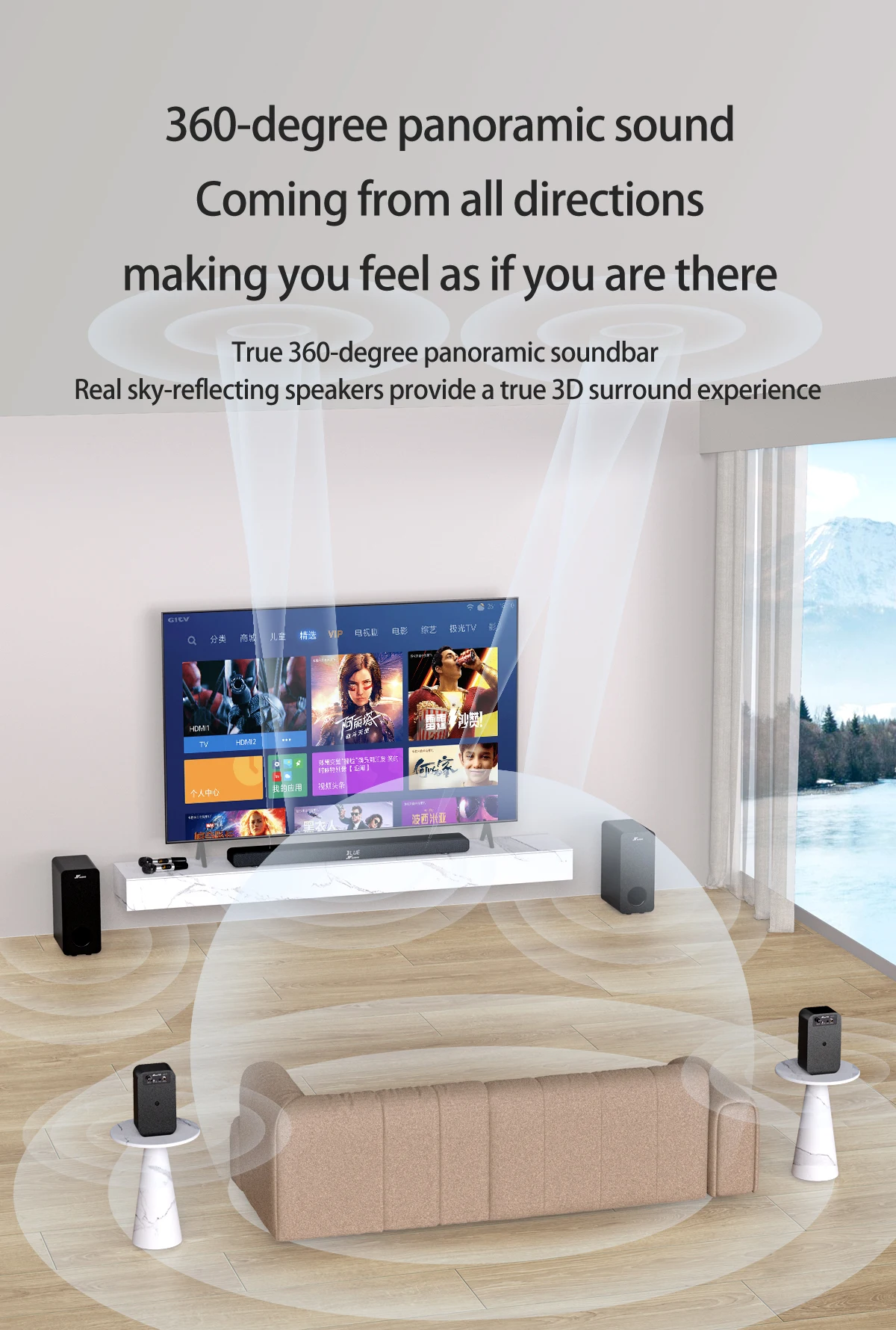 5.2 Channel Home Theater System Bundle: Soundbar, 2 Wired Subwoofers, 2 ...