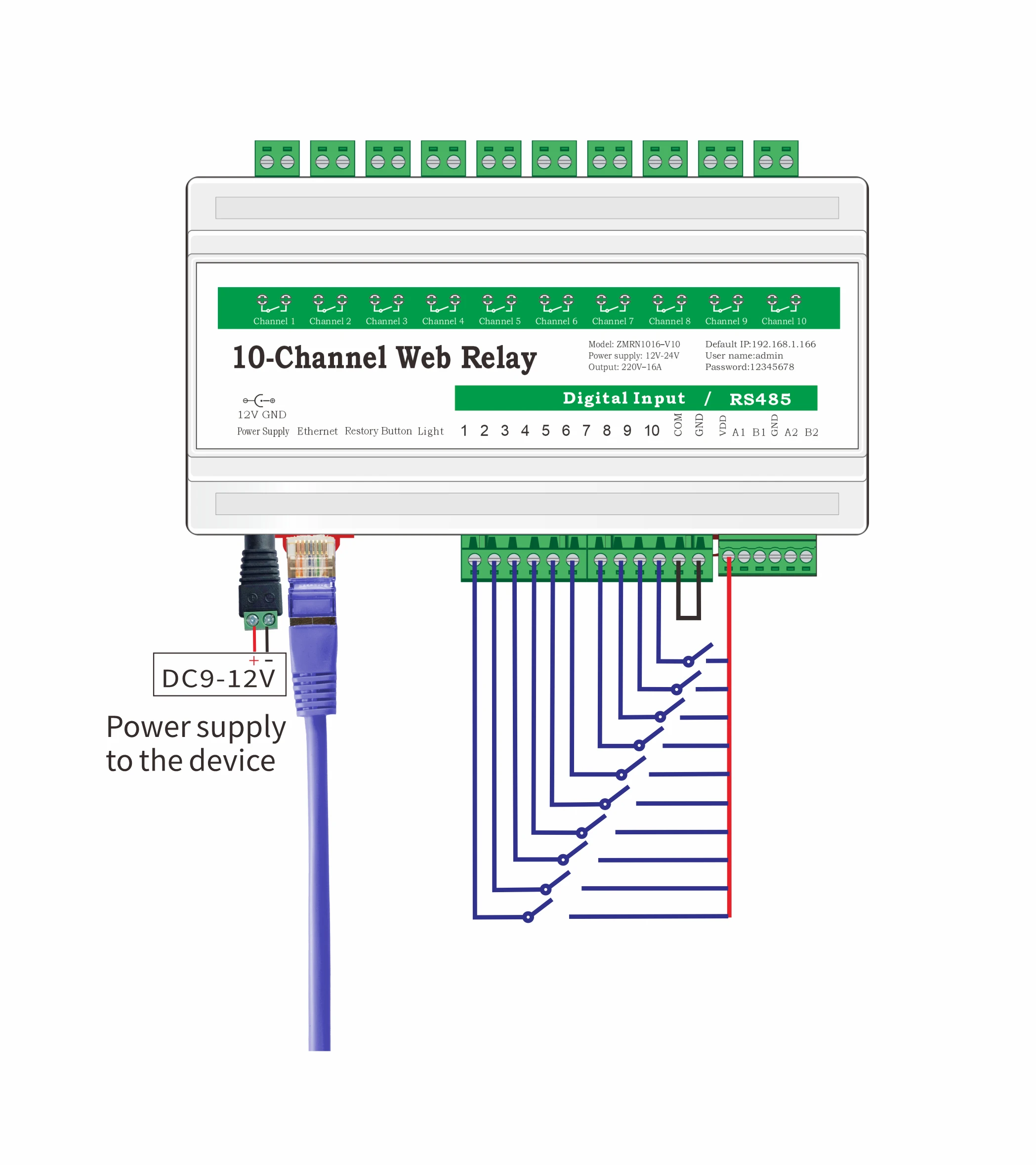 10 Channel Relay Controller -v10 Sensor Linkage Secondary Development ...