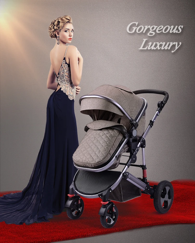 Pram Baby 2 In 1 Carriage With Convertible Reversible Bassinet & Shock ...