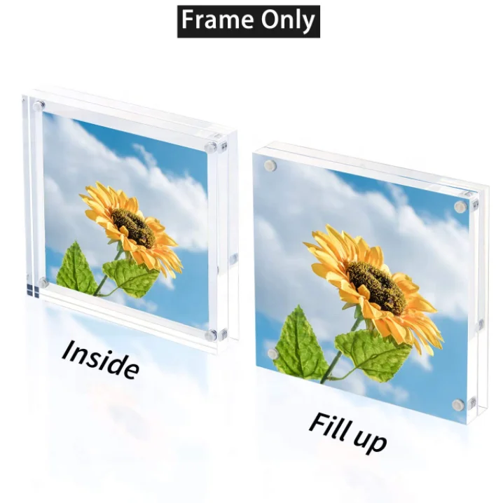 4x4 Clear Acrylic Double Sided Magnetic Picture Frame