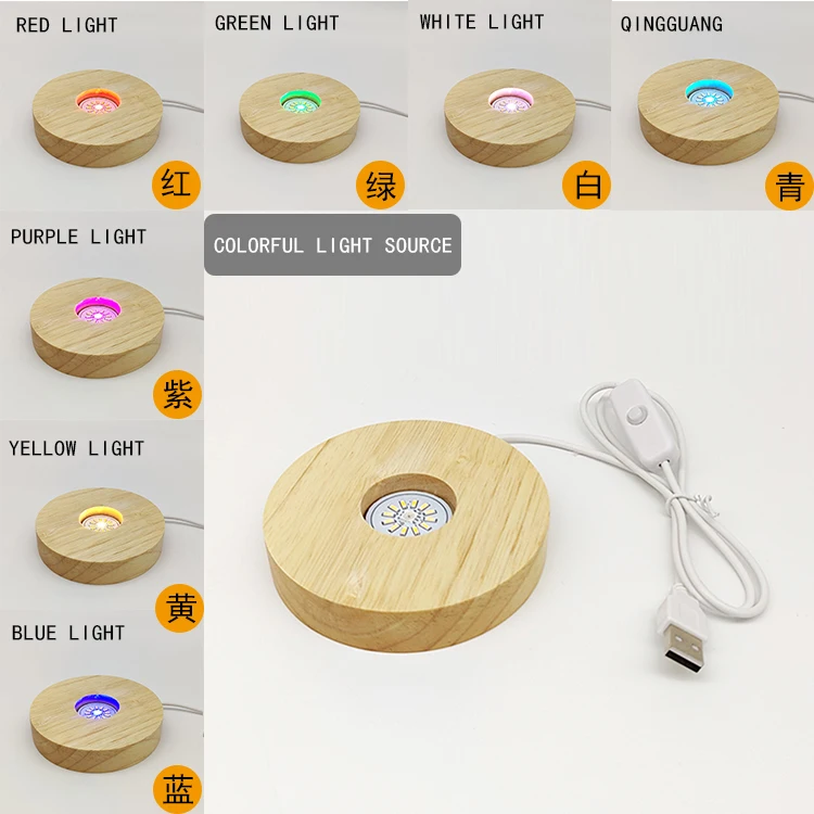 Solid Wood Round Base Night Light Long Lasting Fragrance Sleep Crystal ...