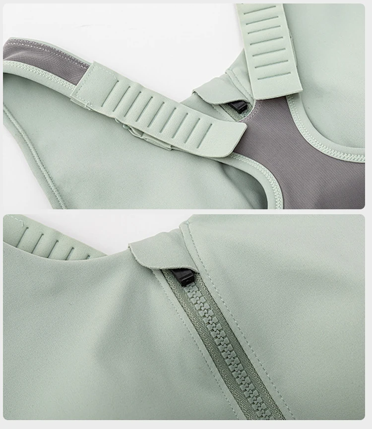 S-5xl Plus Size High Impact Front Zipper Sports Bra Fixed Padded ...